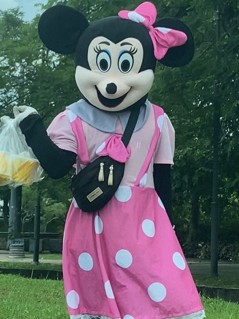 Netizen Stumped By Scary Minnie Mouse Mascot Selling Pickled Fruits By ...